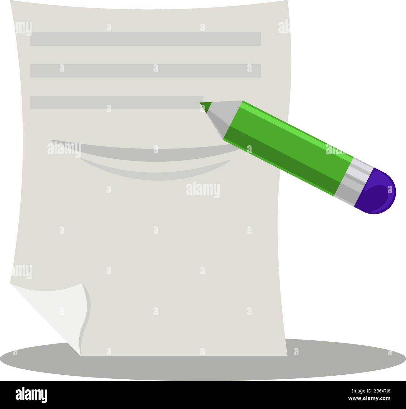 Paper and pencil, illustration, vector on white background Stock Vector ...