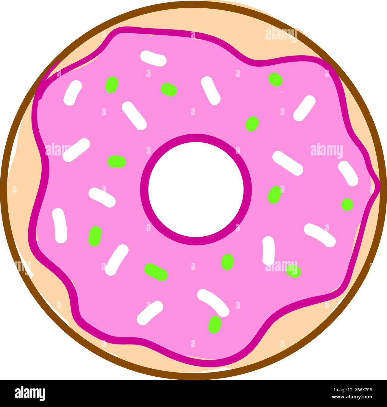 Pink donut, illustration, vector on white background Stock Vector Image ...