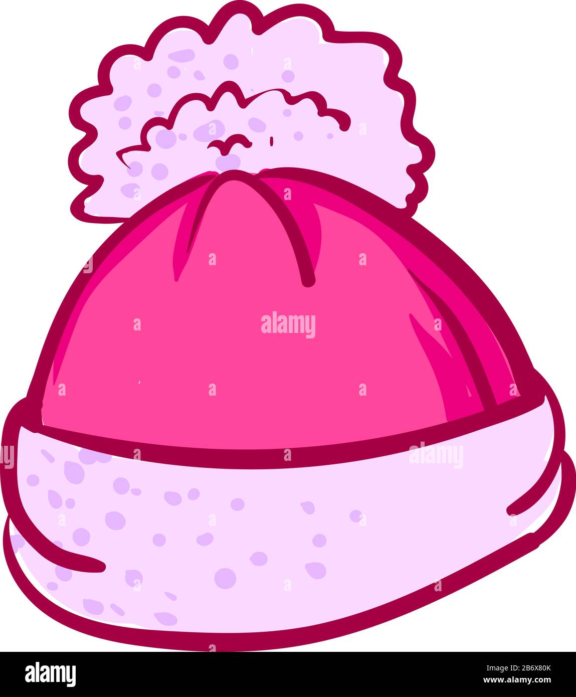 Pink winter hat, illustration, vector on white background Stock Vector ...