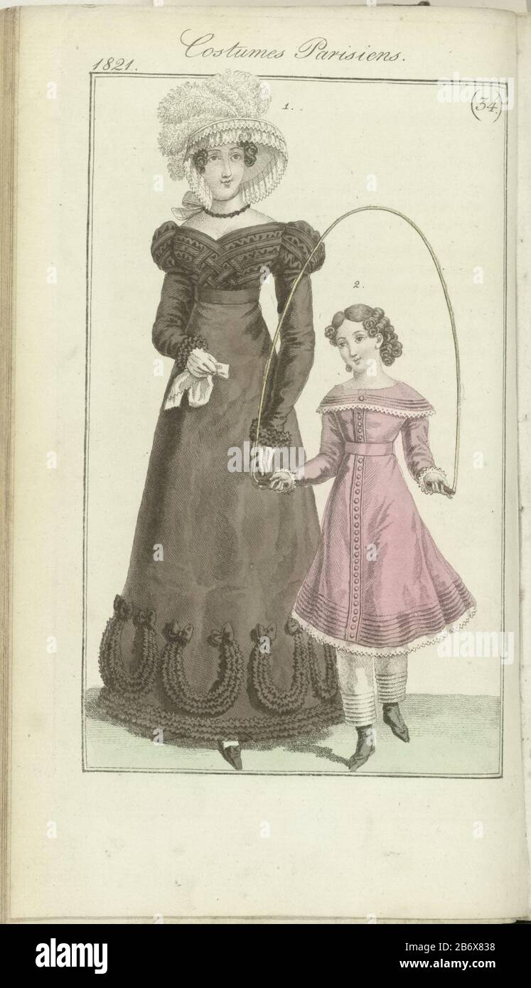 Journal des Dames et des Modes, editie Frankfurt 19 aout 1821, Costumes ...