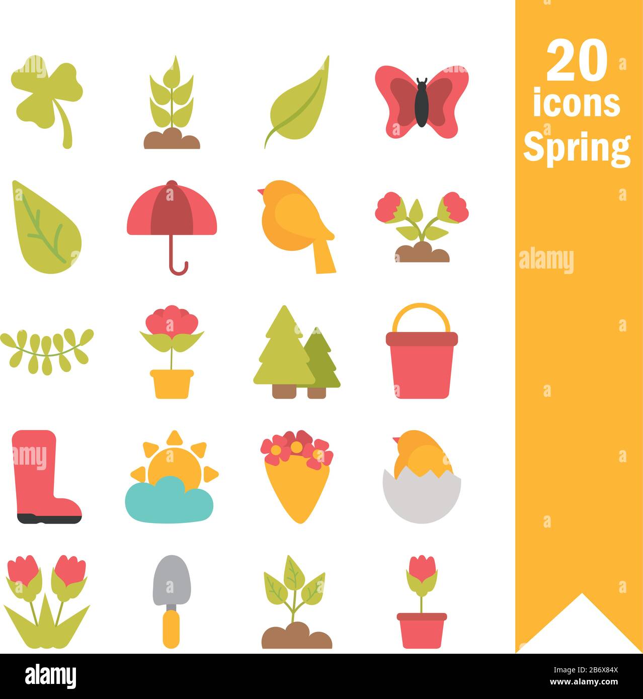 set of spring icons on white background vector illustration design ...