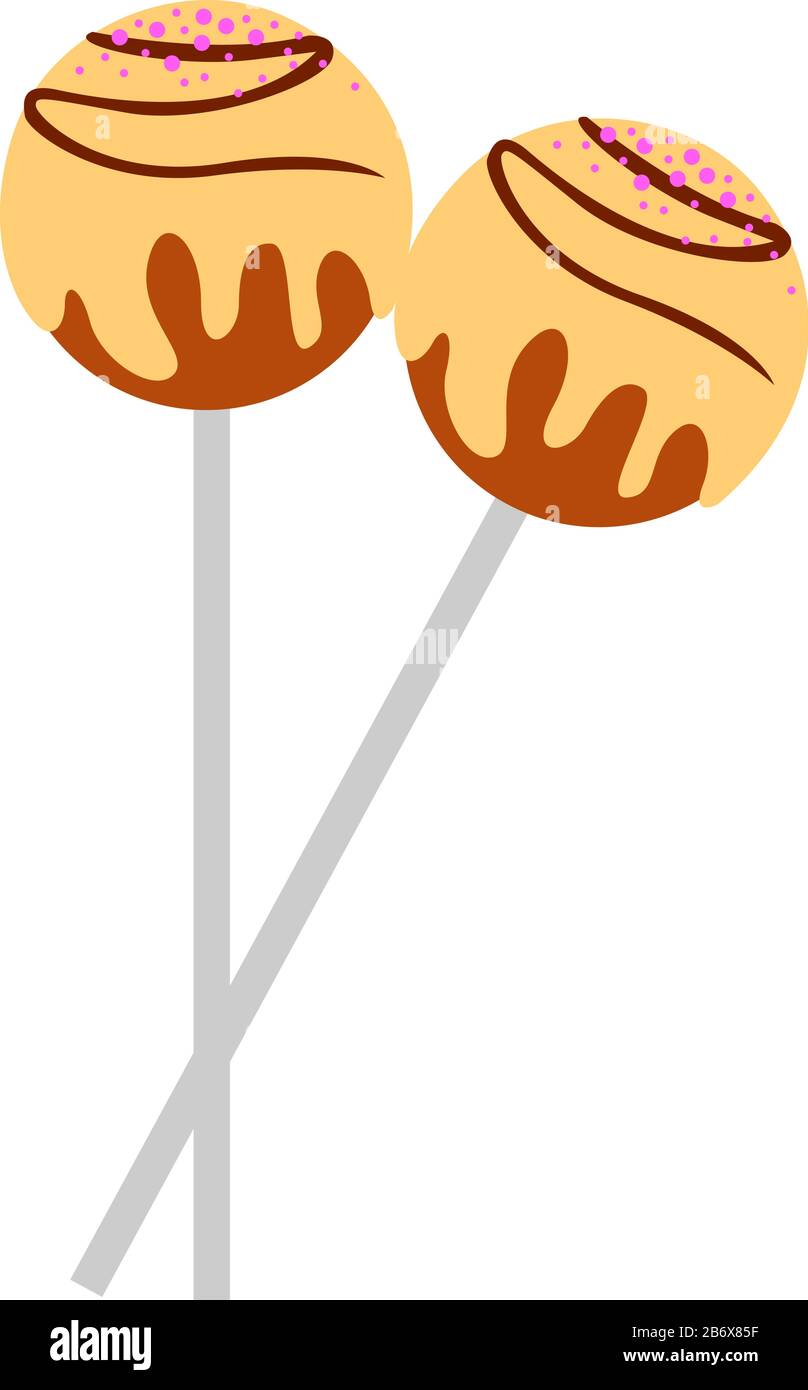 Pop cake on stick, illustration, vector on white background Stock ...