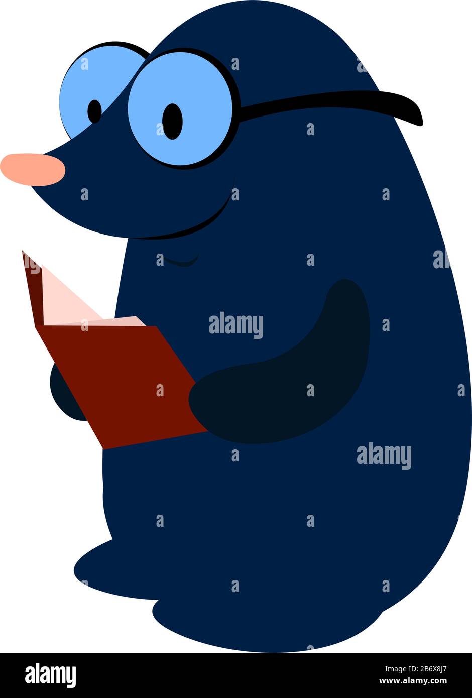 Mole reading book, illustration, vector on white background Stock ...