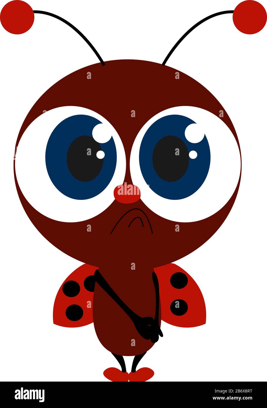 Sad ladybug, illustration, vector on white background Stock Vector ...