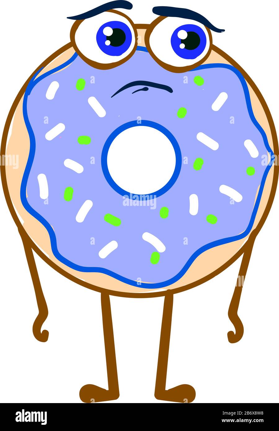 Sad blue donut, illustration, vector on white background Stock Vector ...