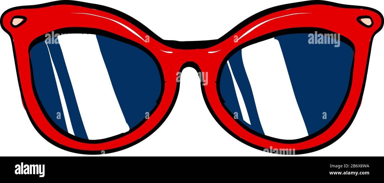 Red sunglasses, illustration, vector on white background Stock Vector ...