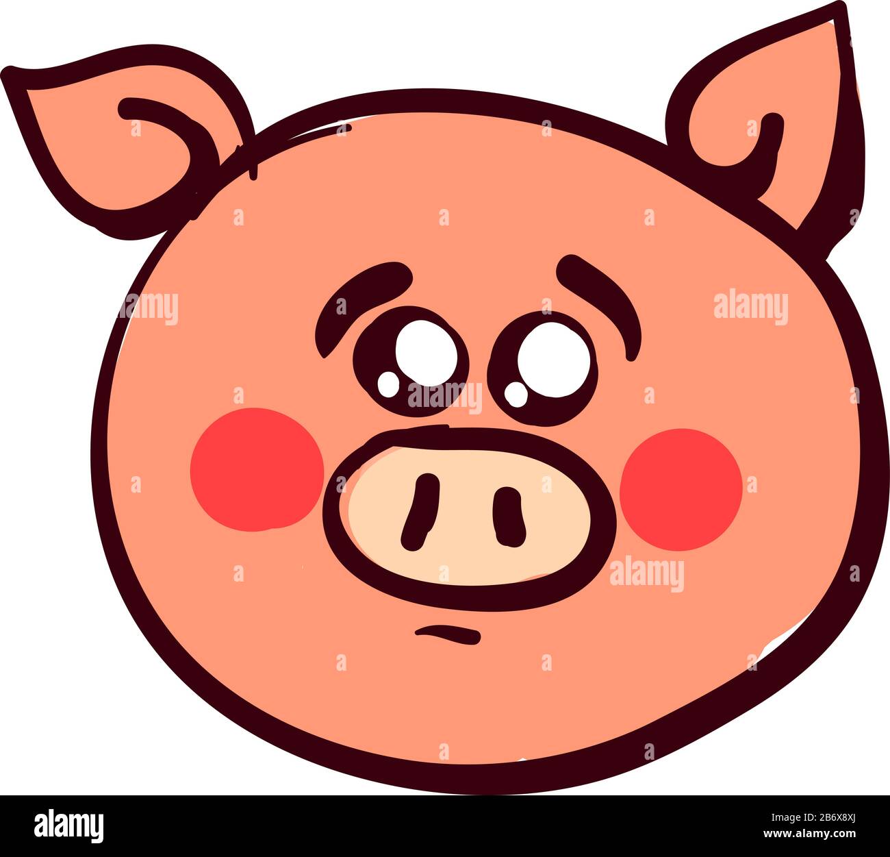 Sad little pig, illustration, vector on white background Stock Vector ...