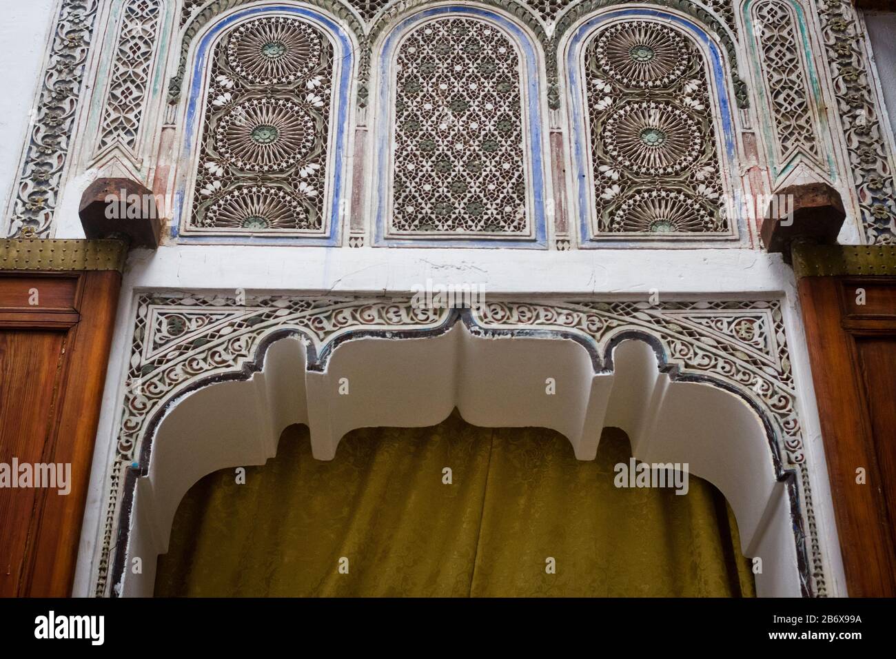 Intricate carving work inside a house in Fes, Morocco Stock Photo - Alamy