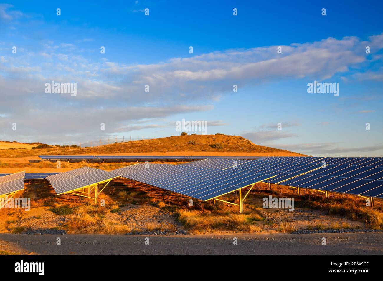 Solar panel farm at sunset located in South Australia Stock Photo - Alamy