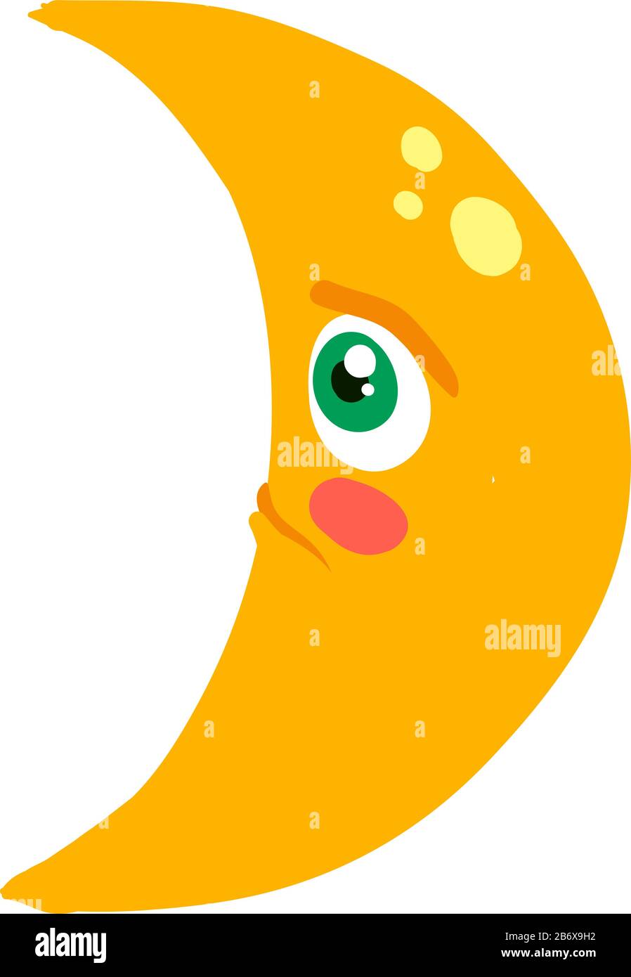 Sad yellow moon, illustration, vector on white background Stock Vector ...