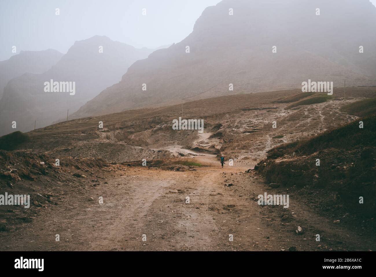 Santo Antao, Cape Verde - Female hiker on trail hike Cruzinha da Garca ...