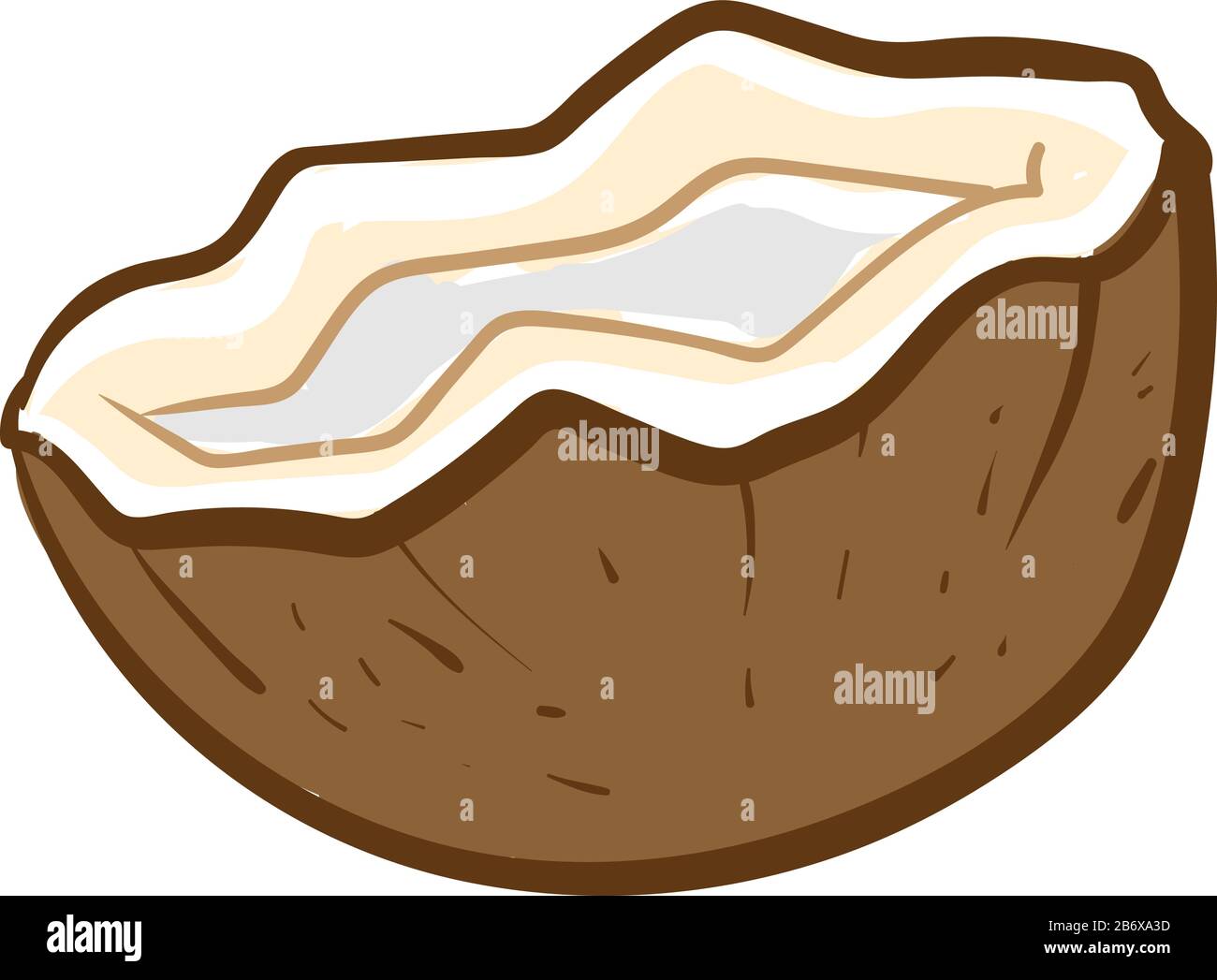 Open coconut, illustration, vector on white background Stock Vector ...