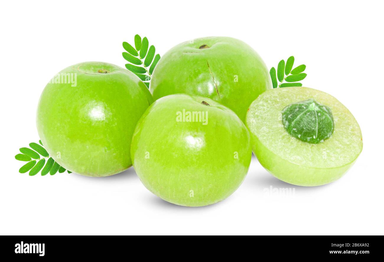 Amla green fruits ,Phyllanthus emblica isolated on white background ...