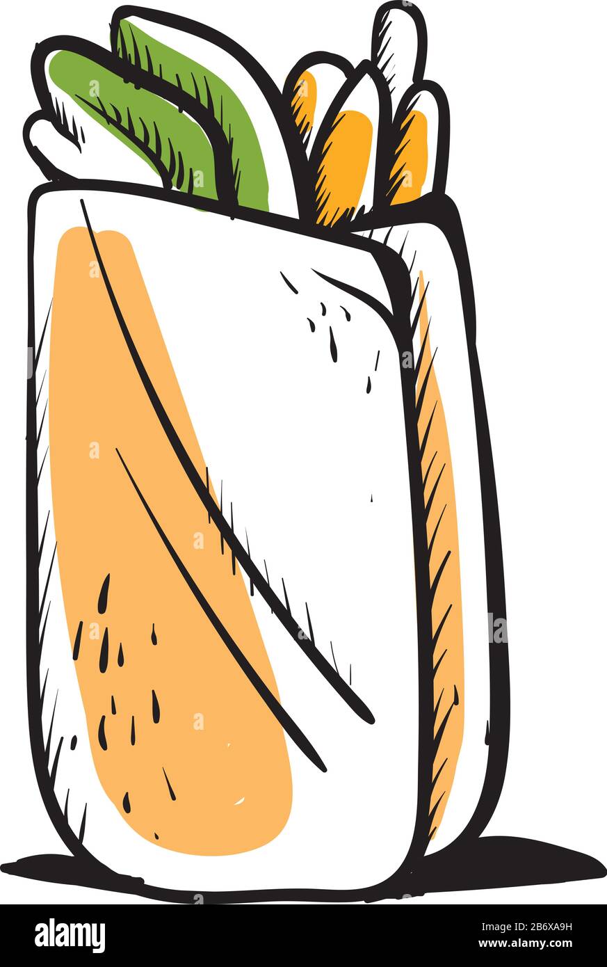 Burrito drawing, illustration, vector on white background Stock Vector ...