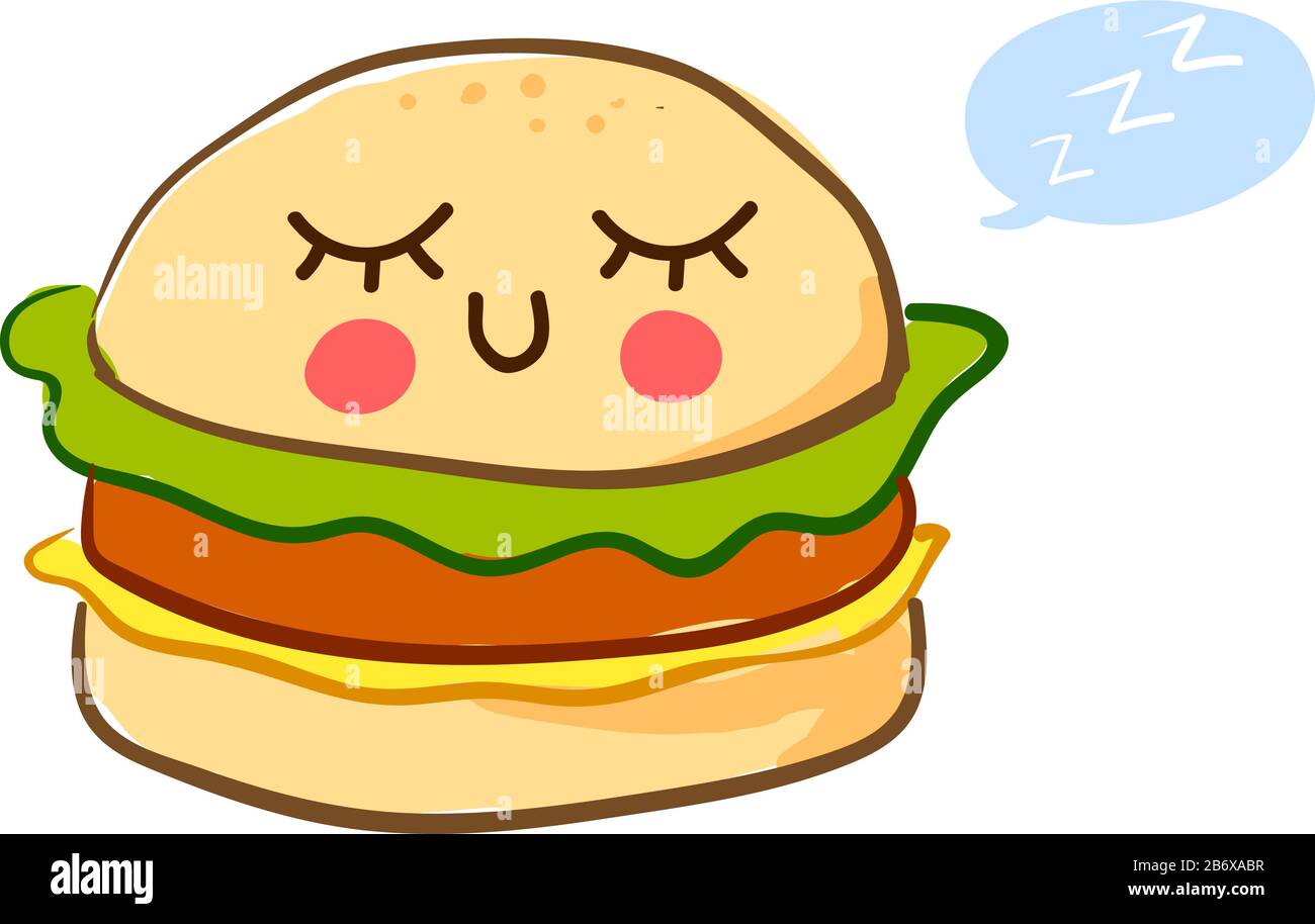 Sleeping burger, illustration, vector on white background Stock Vector ...