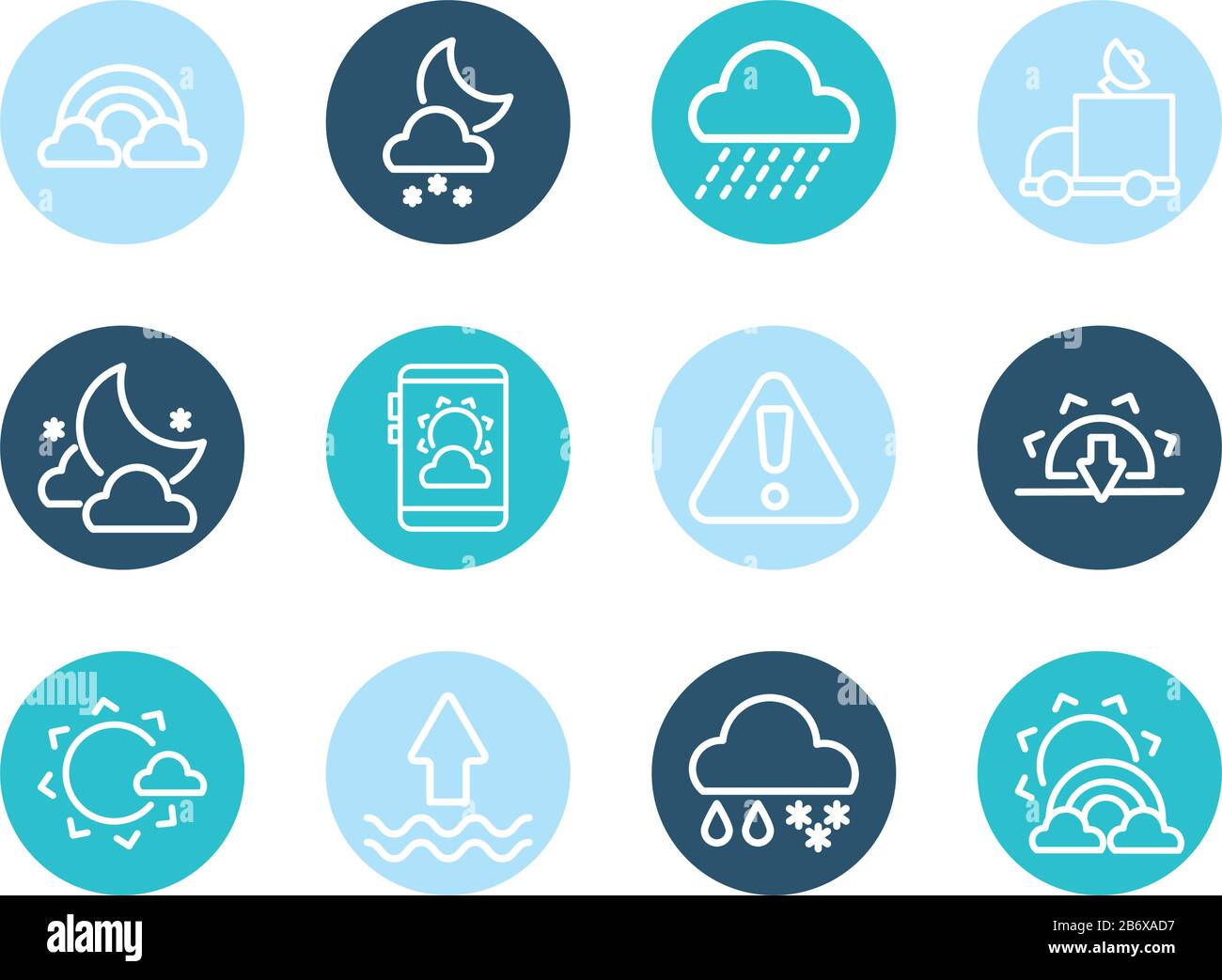 set of icons weather, block and flat style icon vector illustration ...