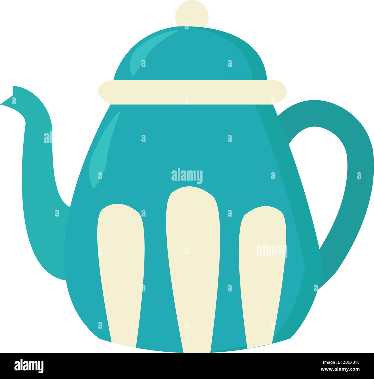 Blue tea pot, illustration, vector on white background Stock Vector ...