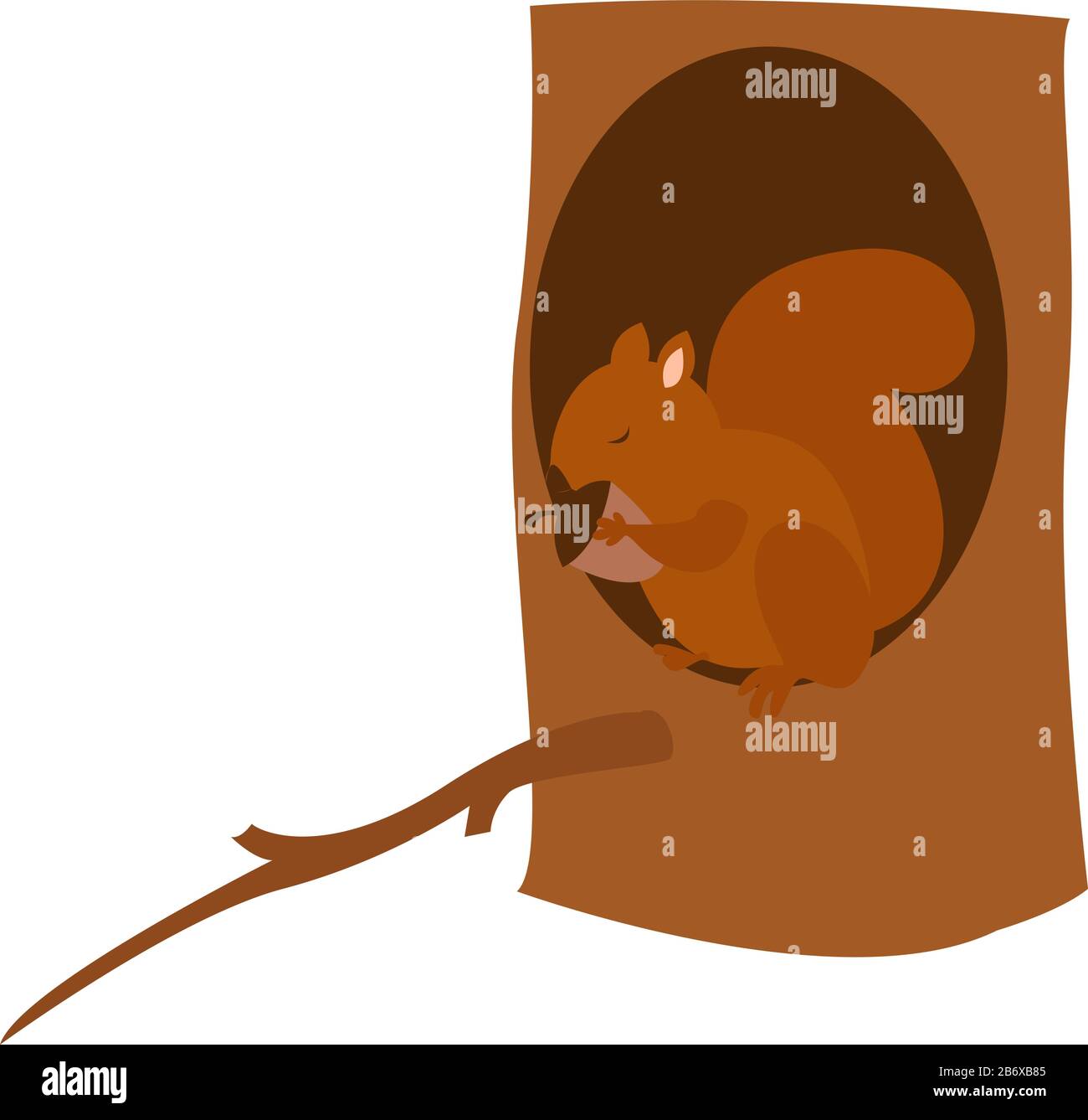 Squirrel on a tree, illustration, vector on white background Stock ...