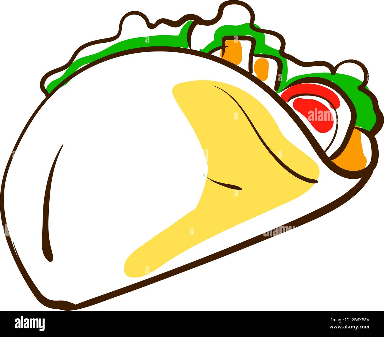 Taco drawing, illustration, vector on white background Stock Vector ...