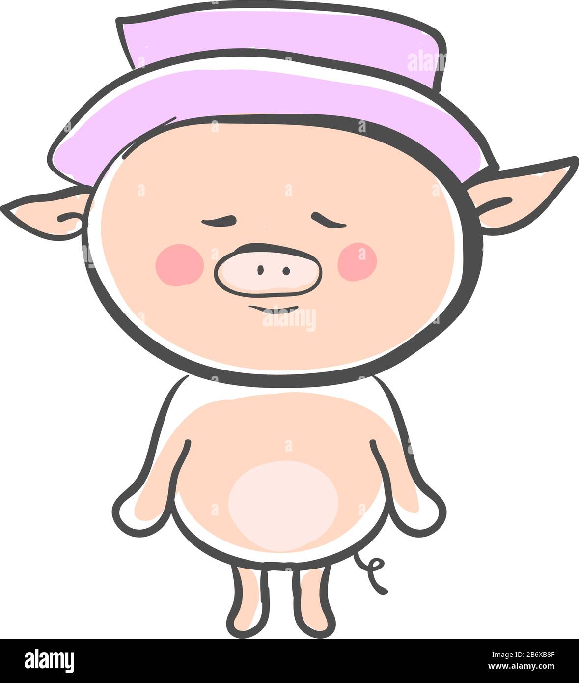 Pig with hat, illustration, vector on white background Stock Vector ...