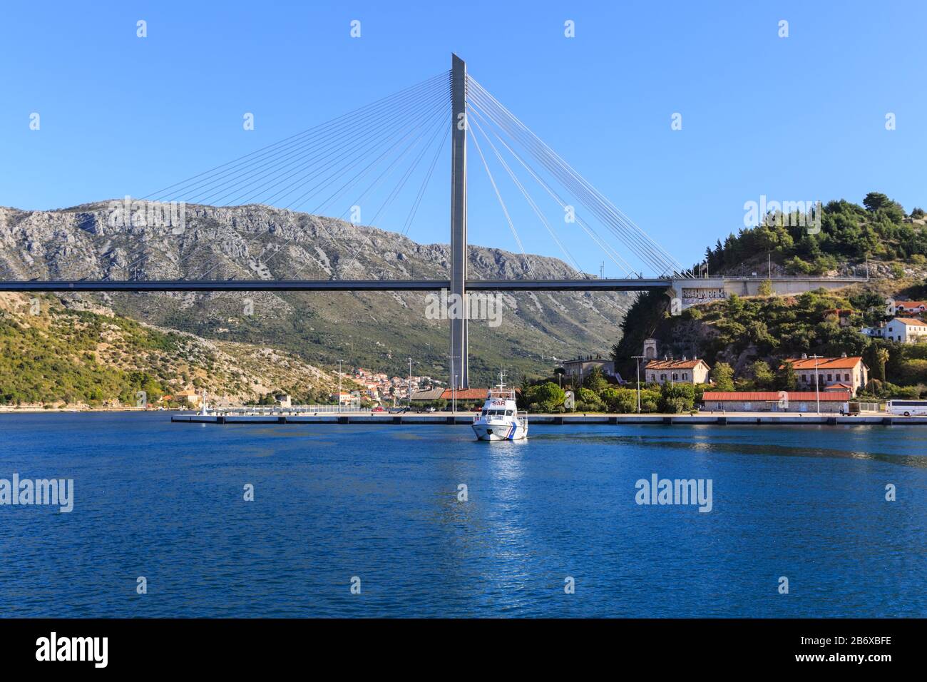 The Franjo Tuđman Bridge, or Most dr. Franja Tuđmana, a cable-stayed ...
