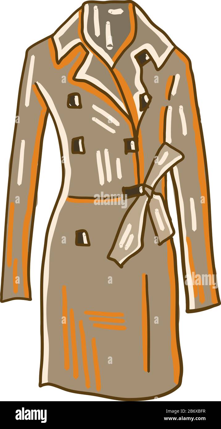 Brown coat, illustration, vector on white background Stock Vector Image ...