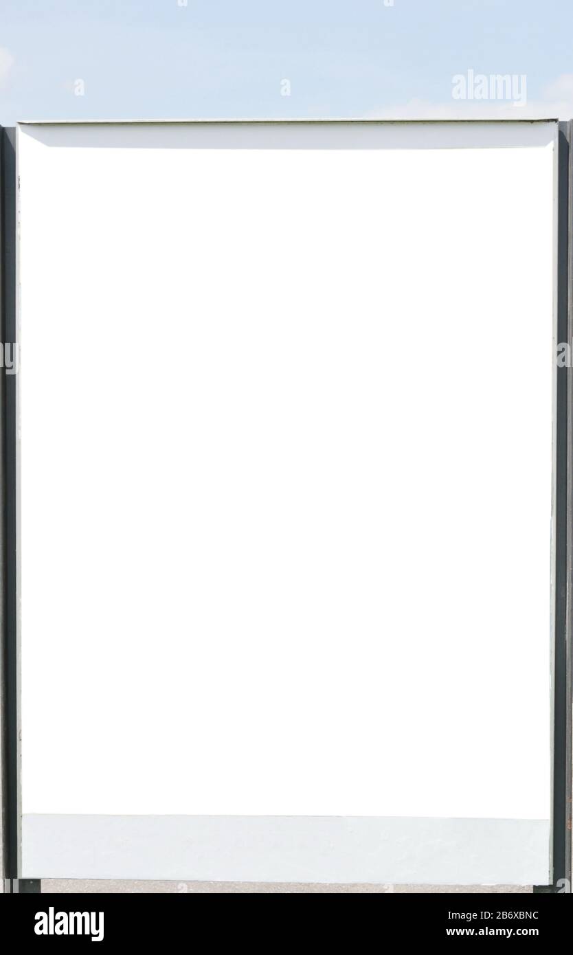 white advertising board structure on street with sky background Stock ...