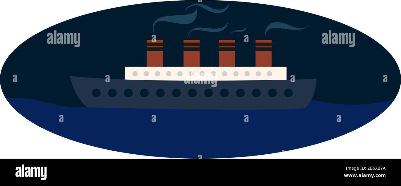 Big ship on sea, illustration, vector on white background Stock Vector ...