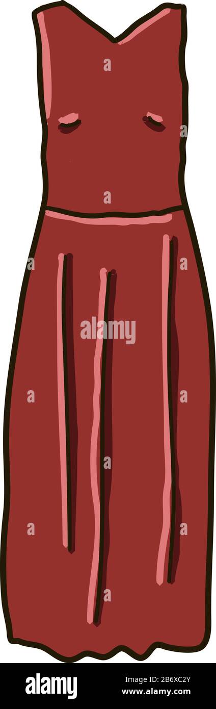 Red dress, illustration, vector on white background Stock Vector Image ...