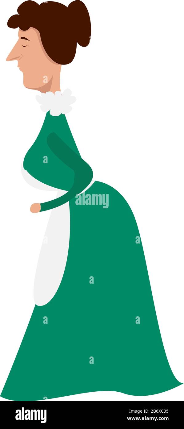 Woman in green, illustration, vector on white background Stock Vector ...