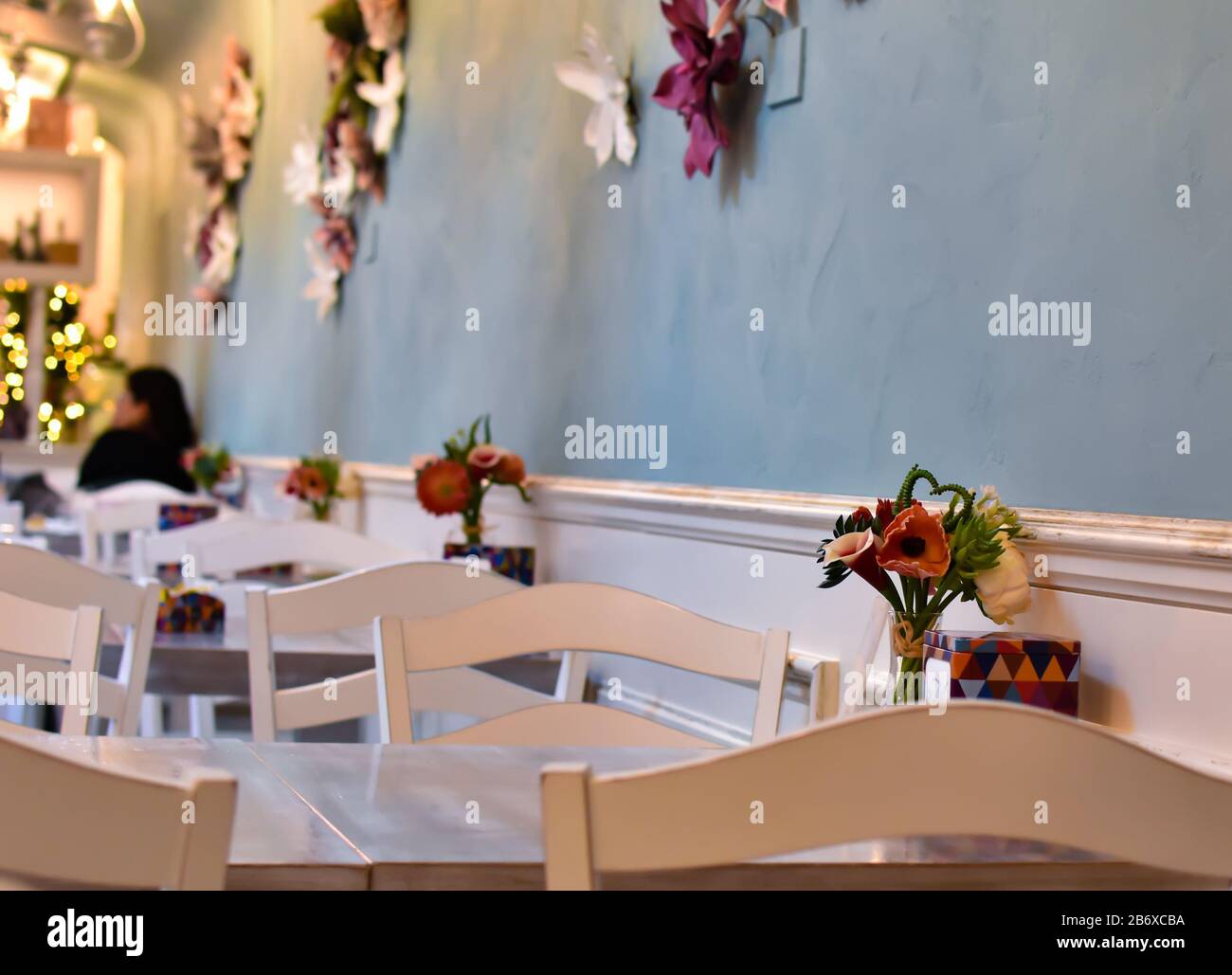 Restaurant with typical shabby chic style Stock Photo - Alamy