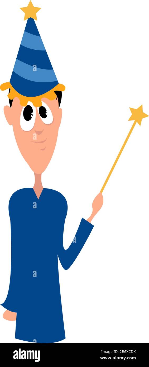 Wizard in blue, illustration, vector on white background Stock Vector ...