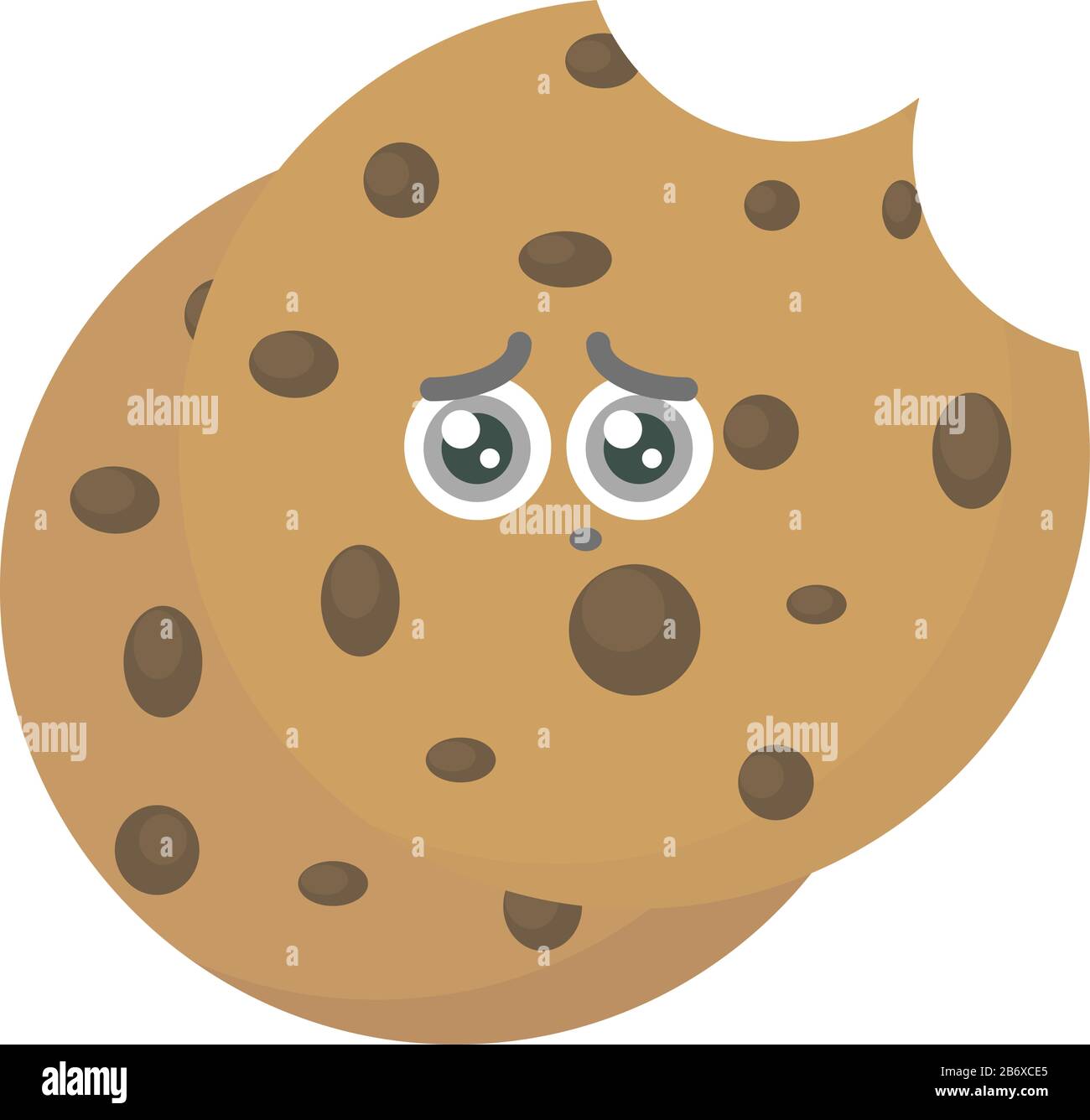 Sad cookie, illustration, vector on white background Stock Vector Image ...