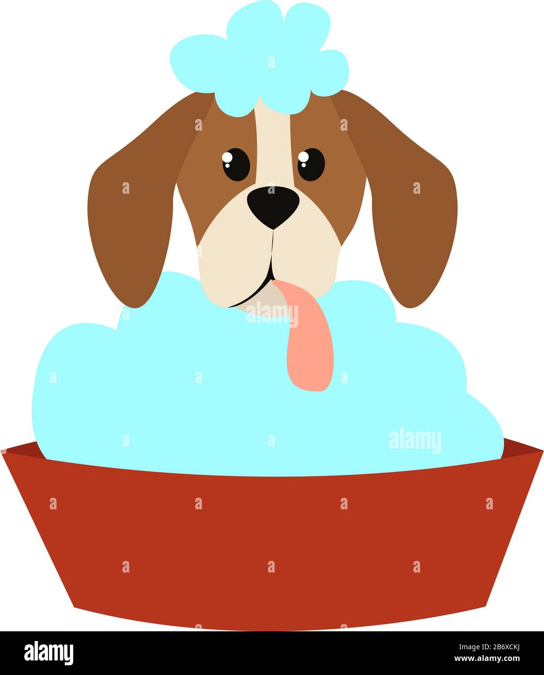 Dog bathing, illustration, vector on white background Stock Vector ...