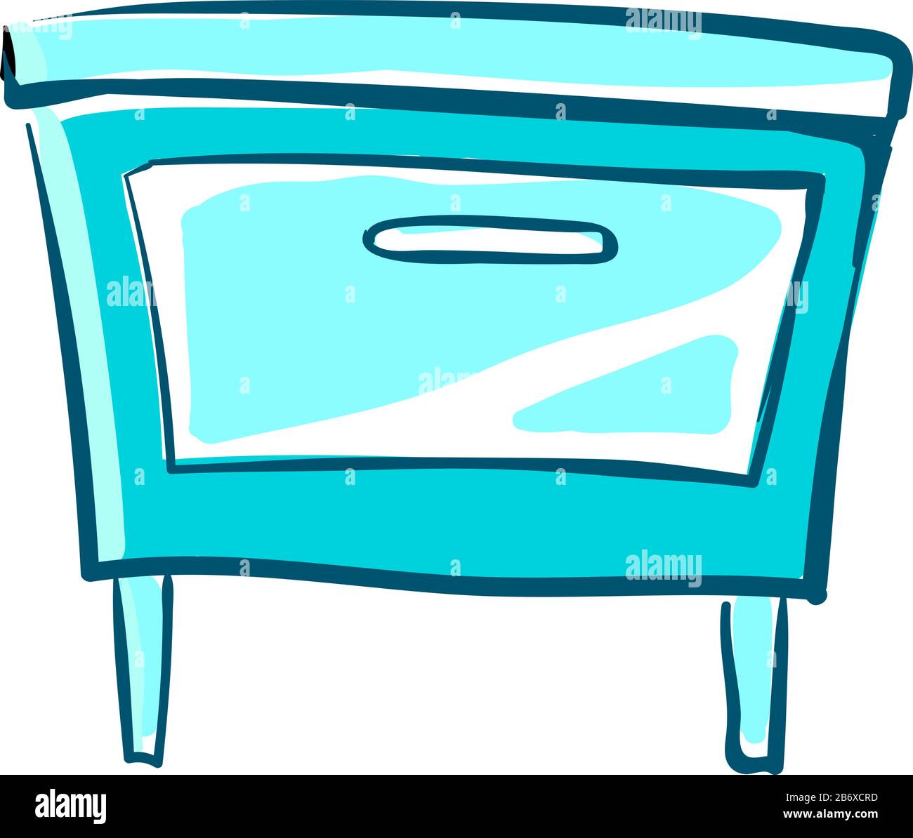 Blue bedside table, illustration, vector on white background Stock ...
