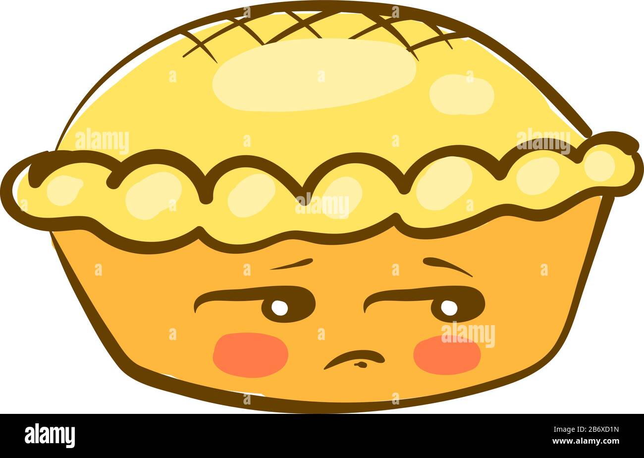 Sad round pie, illustration, vector on white background Stock Vector ...