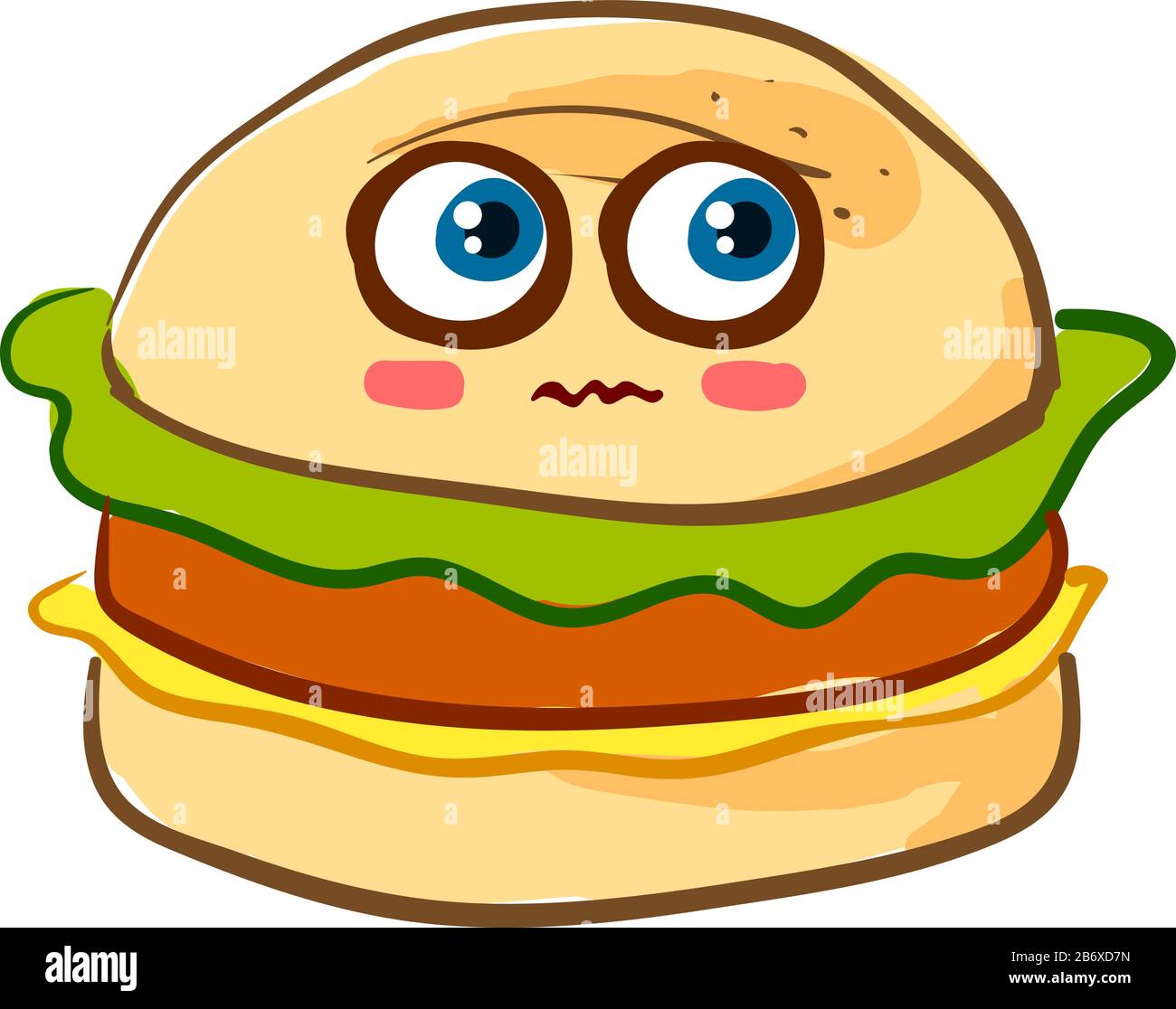 Scared burger, illustration, vector on white background Stock Vector ...