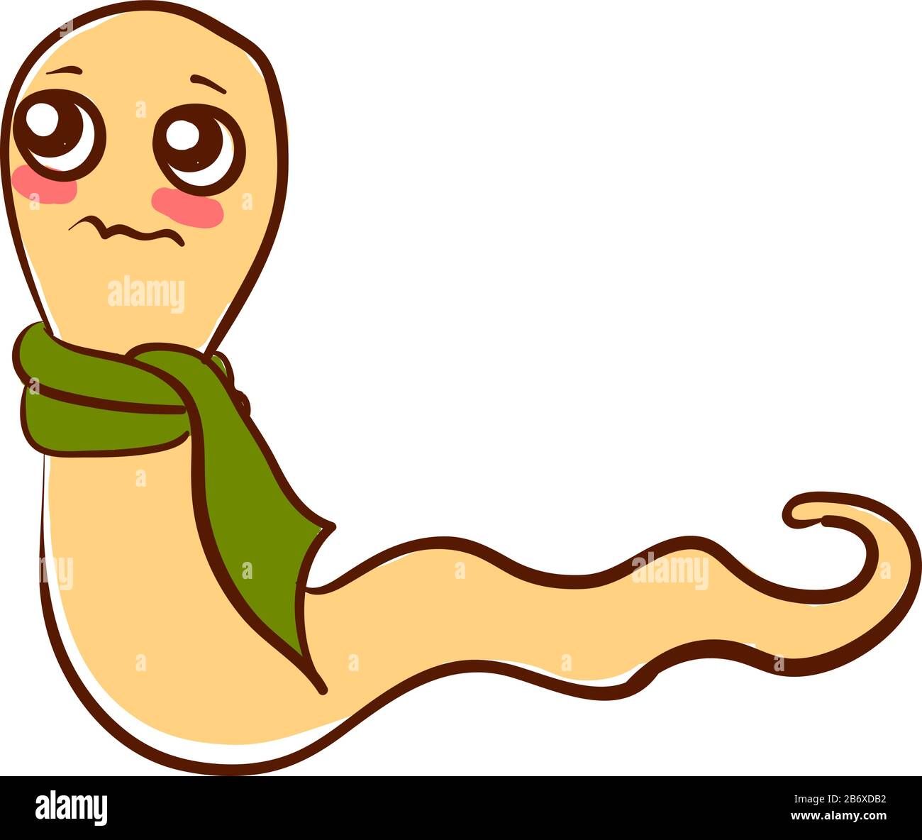 Worm with scarf, illustration, vector on white background Stock Vector ...