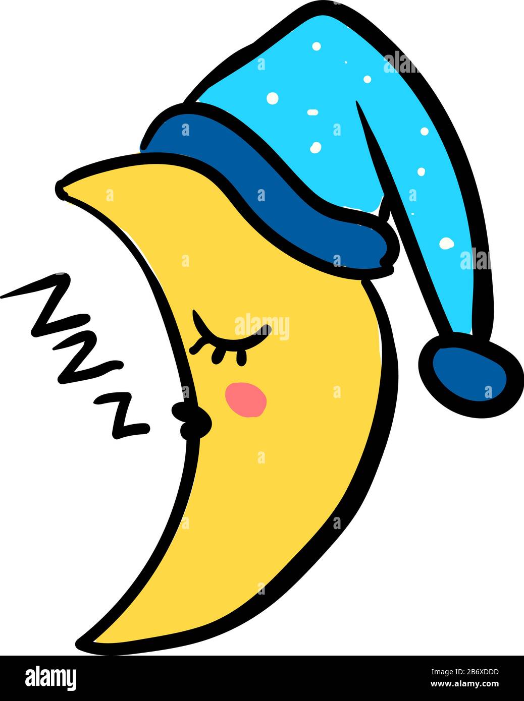 Sleeping moon, illustration, vector on white background Stock Vector ...