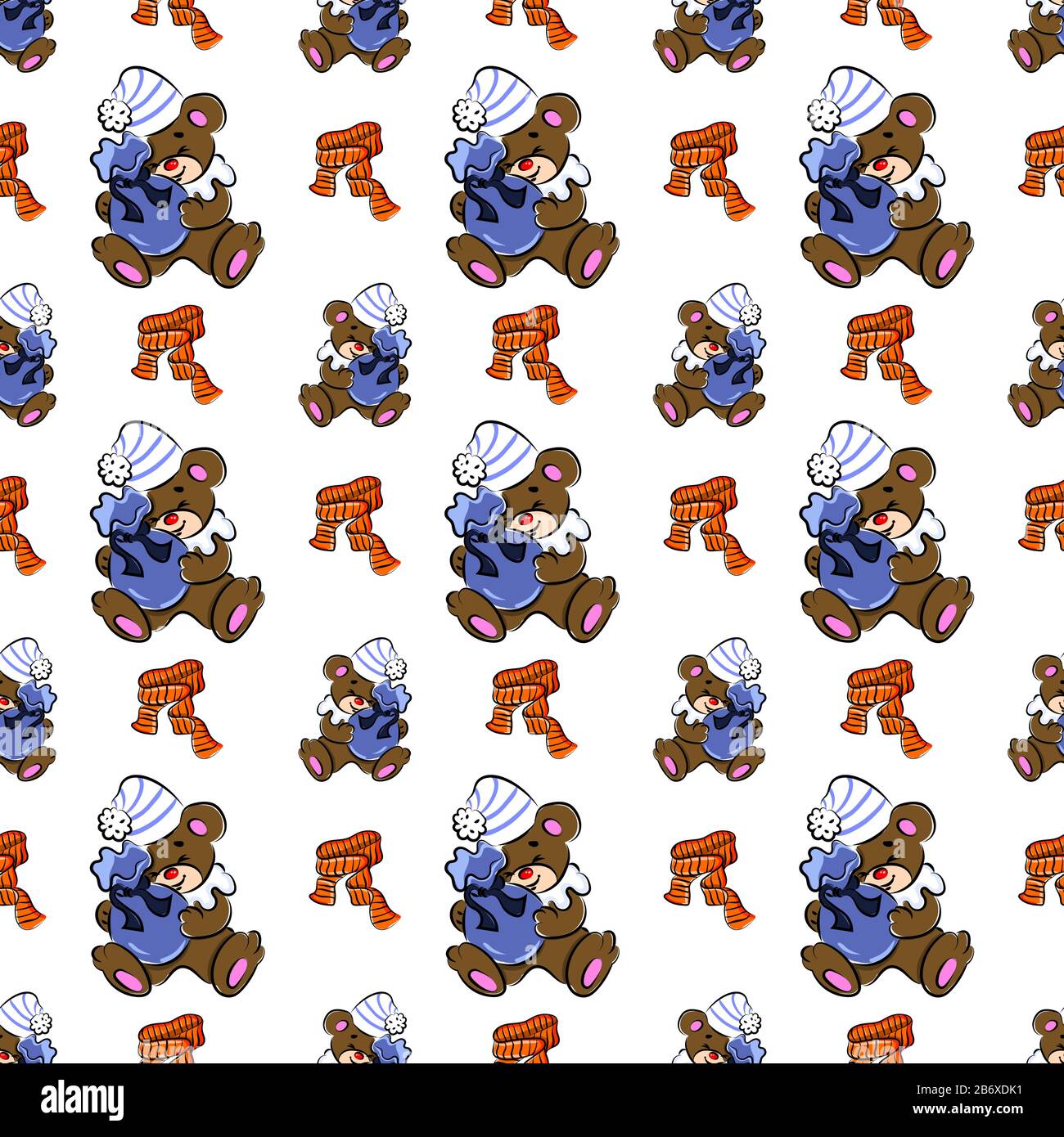 Cartoon bear pattern, illustration, vector on white background Stock ...