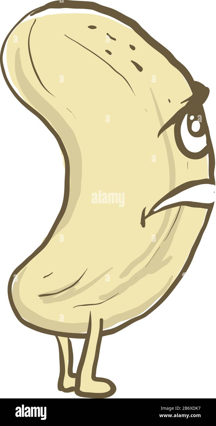 Sad nut, illustration, vector on white background Stock Vector Image ...