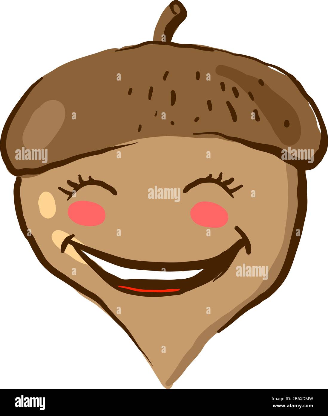 Cute acorn, illustration, vector on white background Stock Vector Image ...