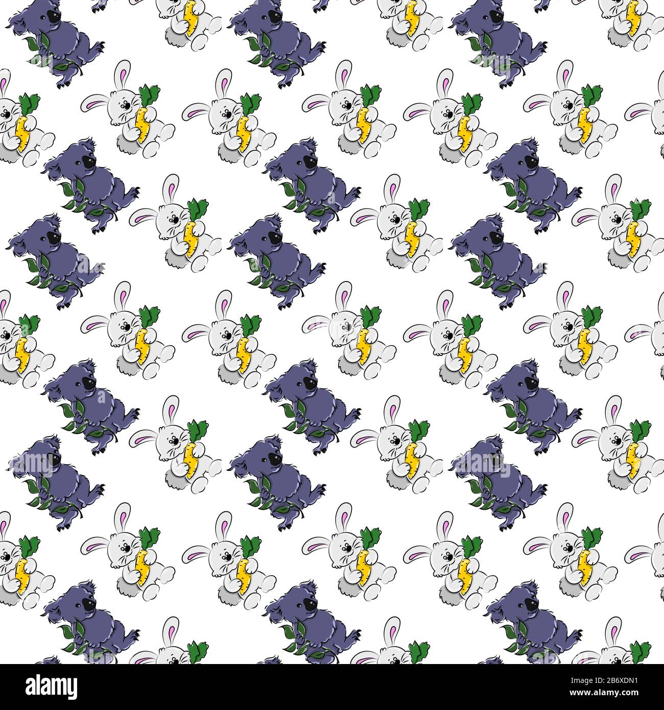 Cartoon rabbit pattern, illustration, vector on white background Stock ...