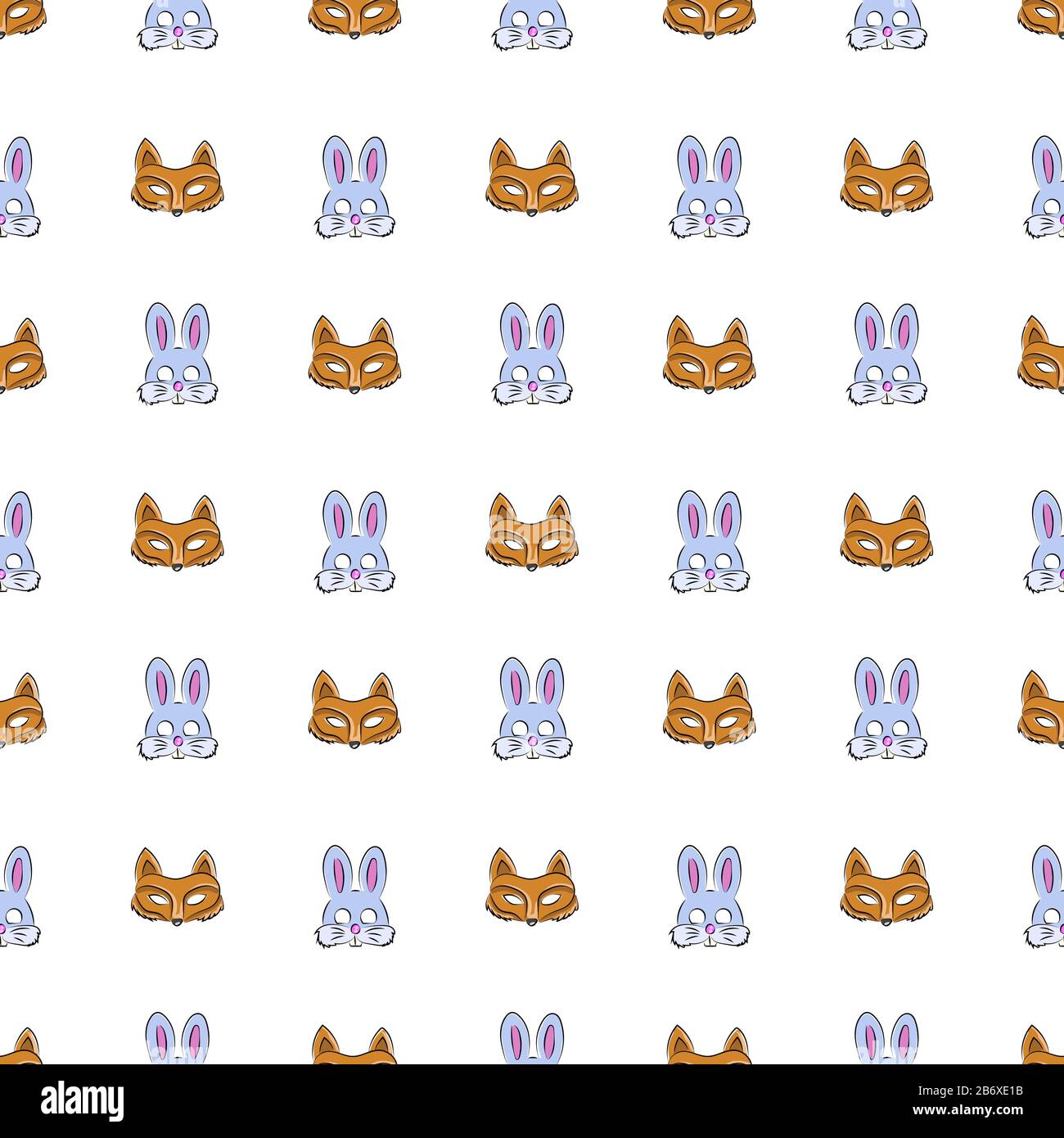 Animal masks pattern, illustration, vector on white background Stock ...