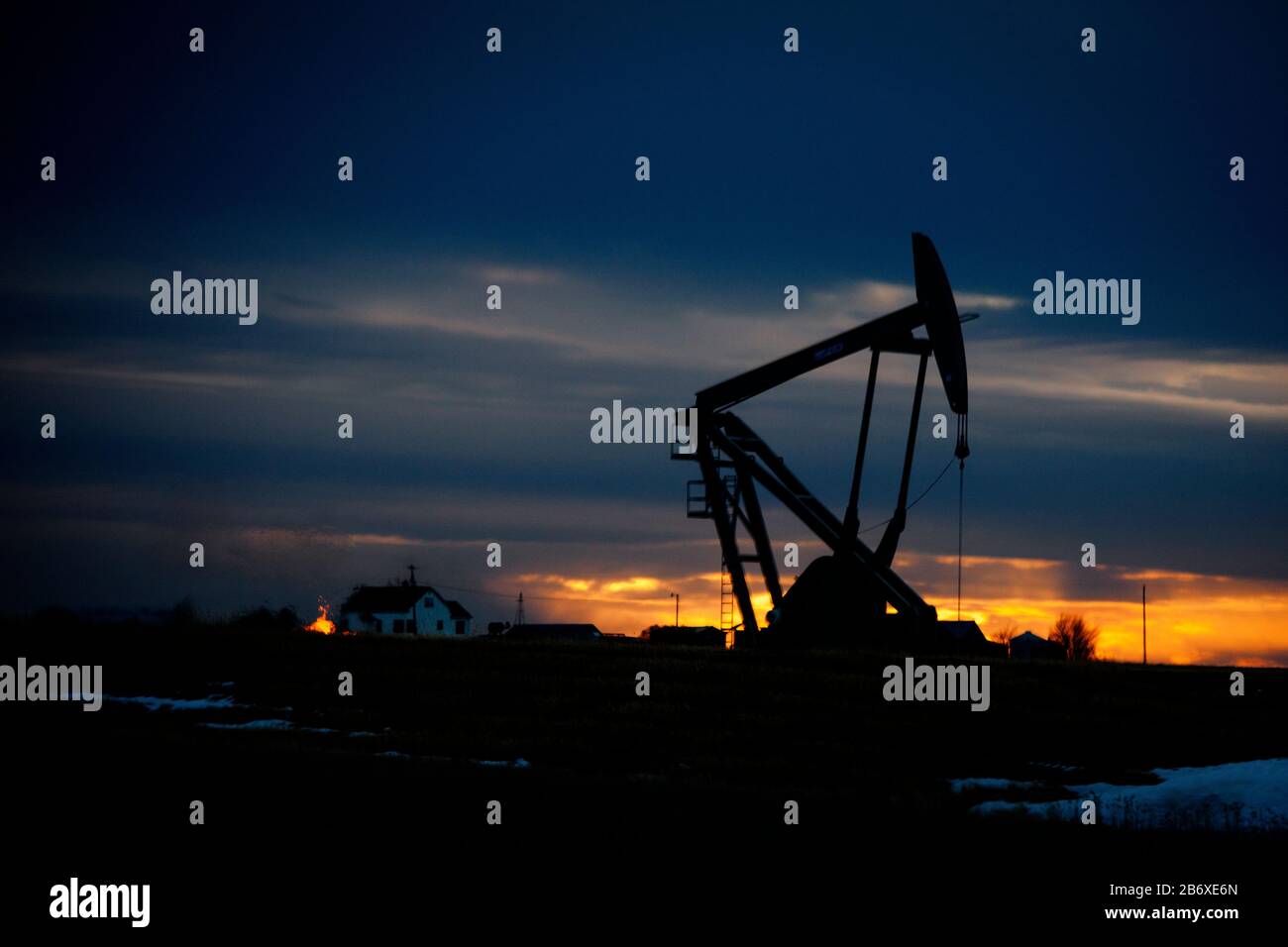 A pumpjack on an oil well outside Williston in North Dakota. The area ...