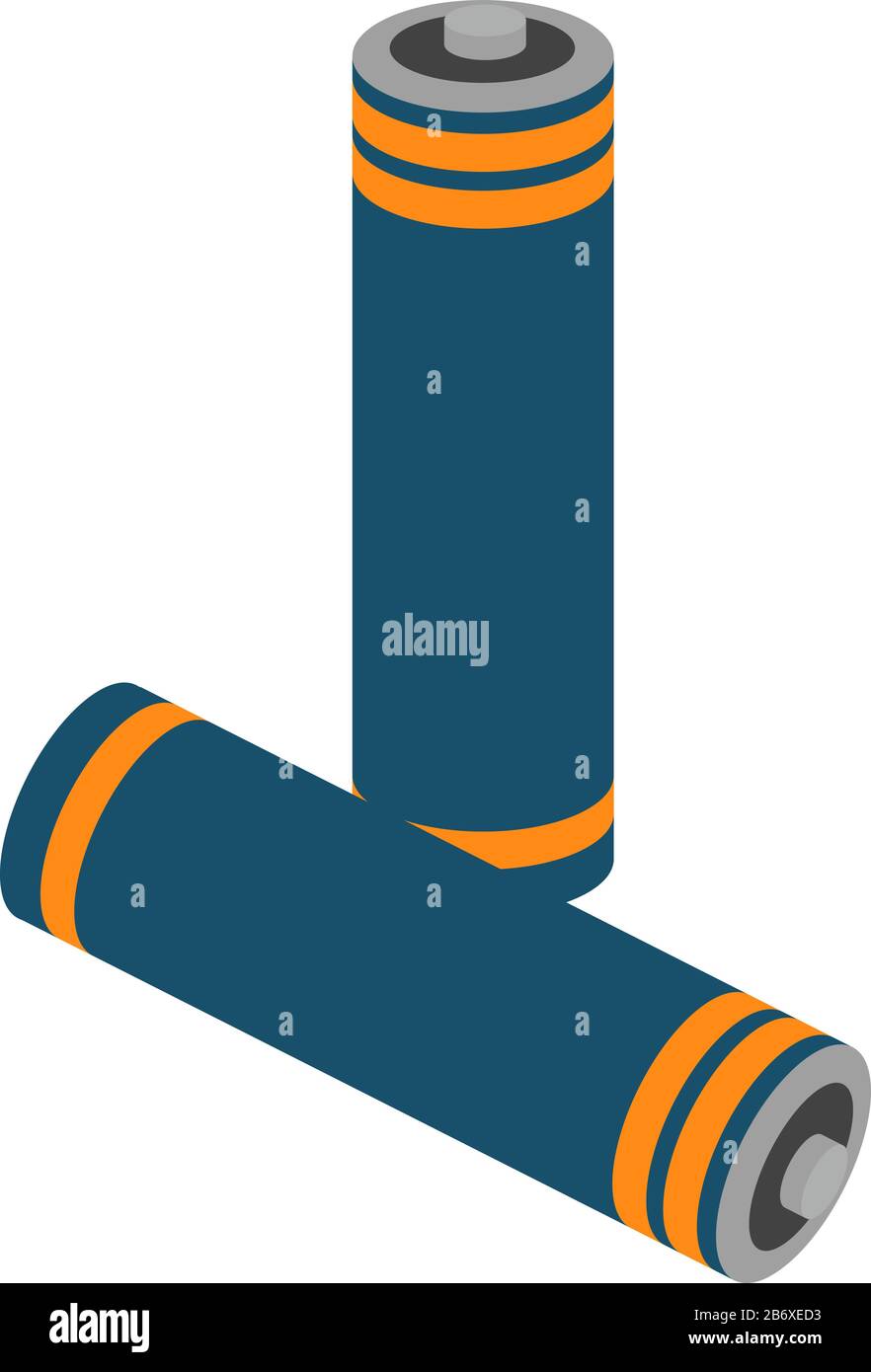 Pair of batteries, illustration, vector on white background Stock ...