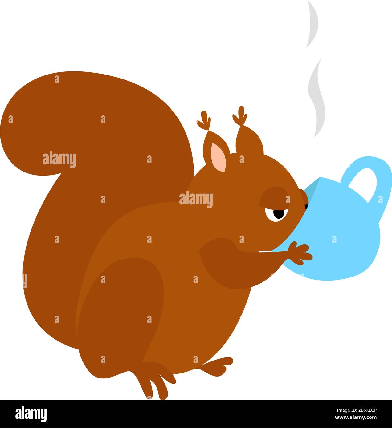 Squirrel with tea, illustration, vector on white background Stock ...