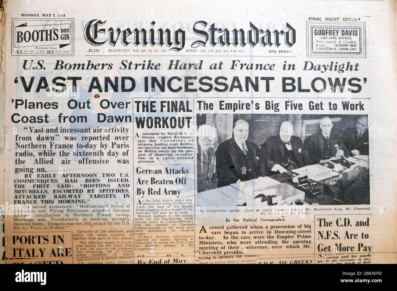 Evening Standard WWII World War 2 newspaper headline "Vast and ...