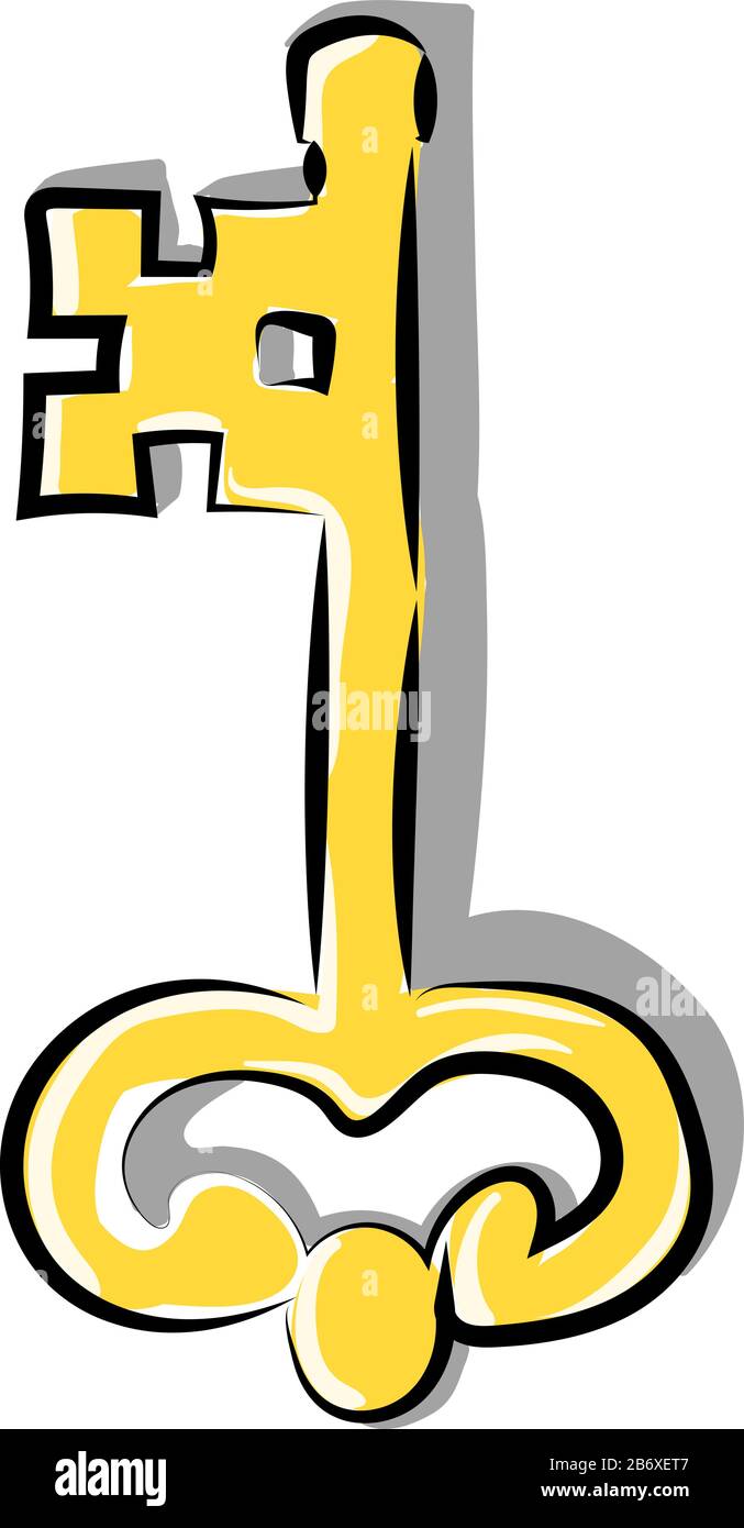 Golden key, illustration, vector on white background Stock Vector Image ...
