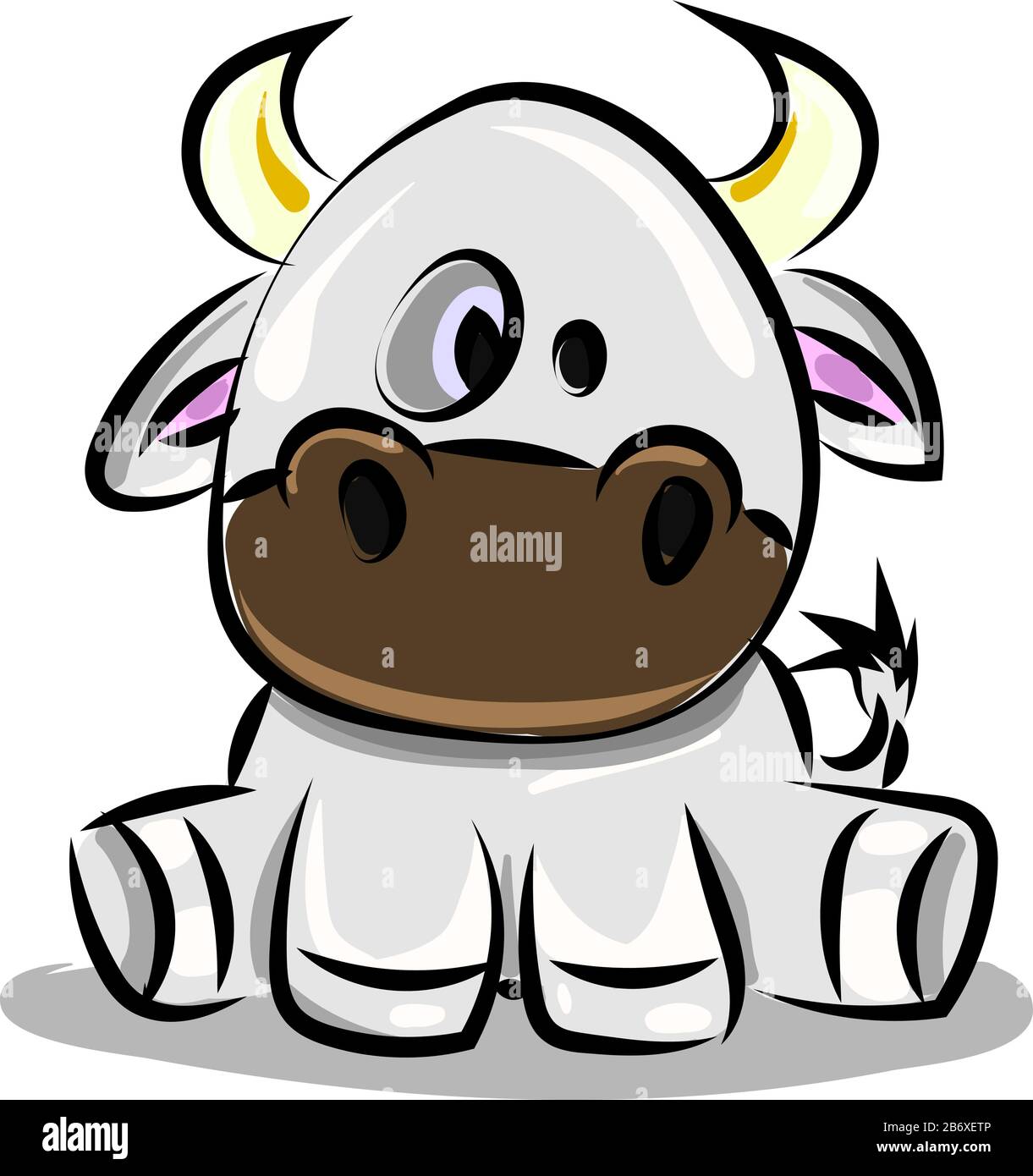Sitting cow, illustration, vector on white background Stock Vector ...